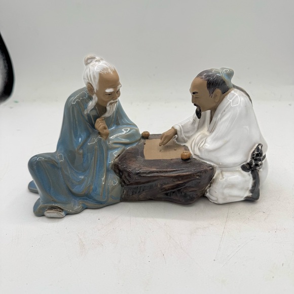 Vintage | Art | Vintage Chinese Mud Man Figurine Glazed Men Playing Go ...